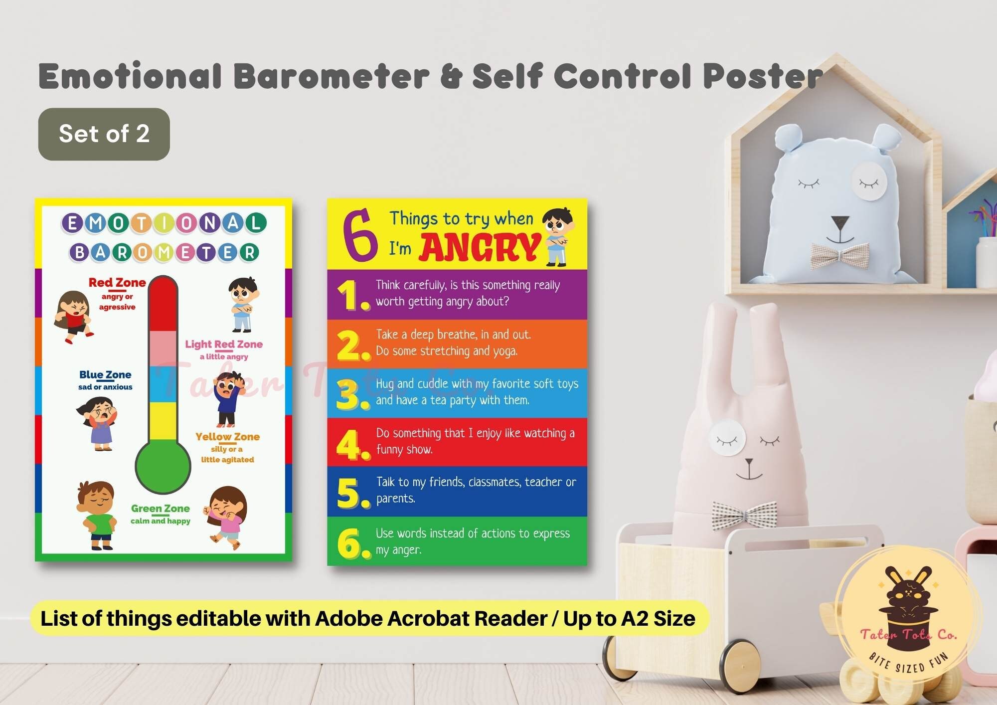 Zones of Emotional Regulation Self Control Posters Calm Down - Etsy