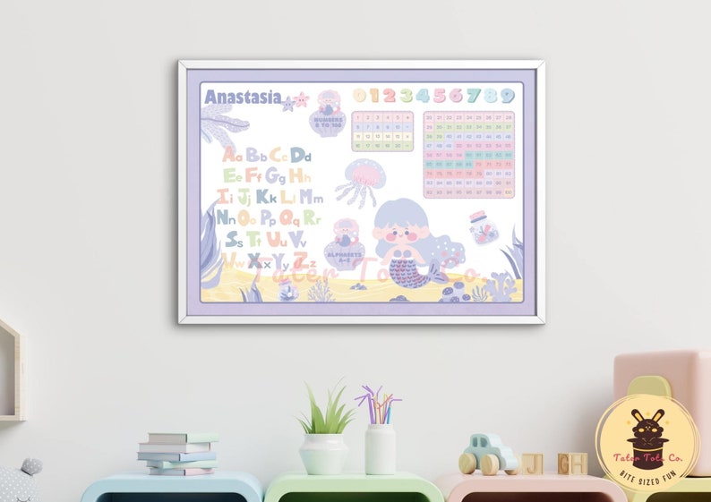 Personalized Cute Purple Blue Little Mermaid Under the Sea Alphabet and ...