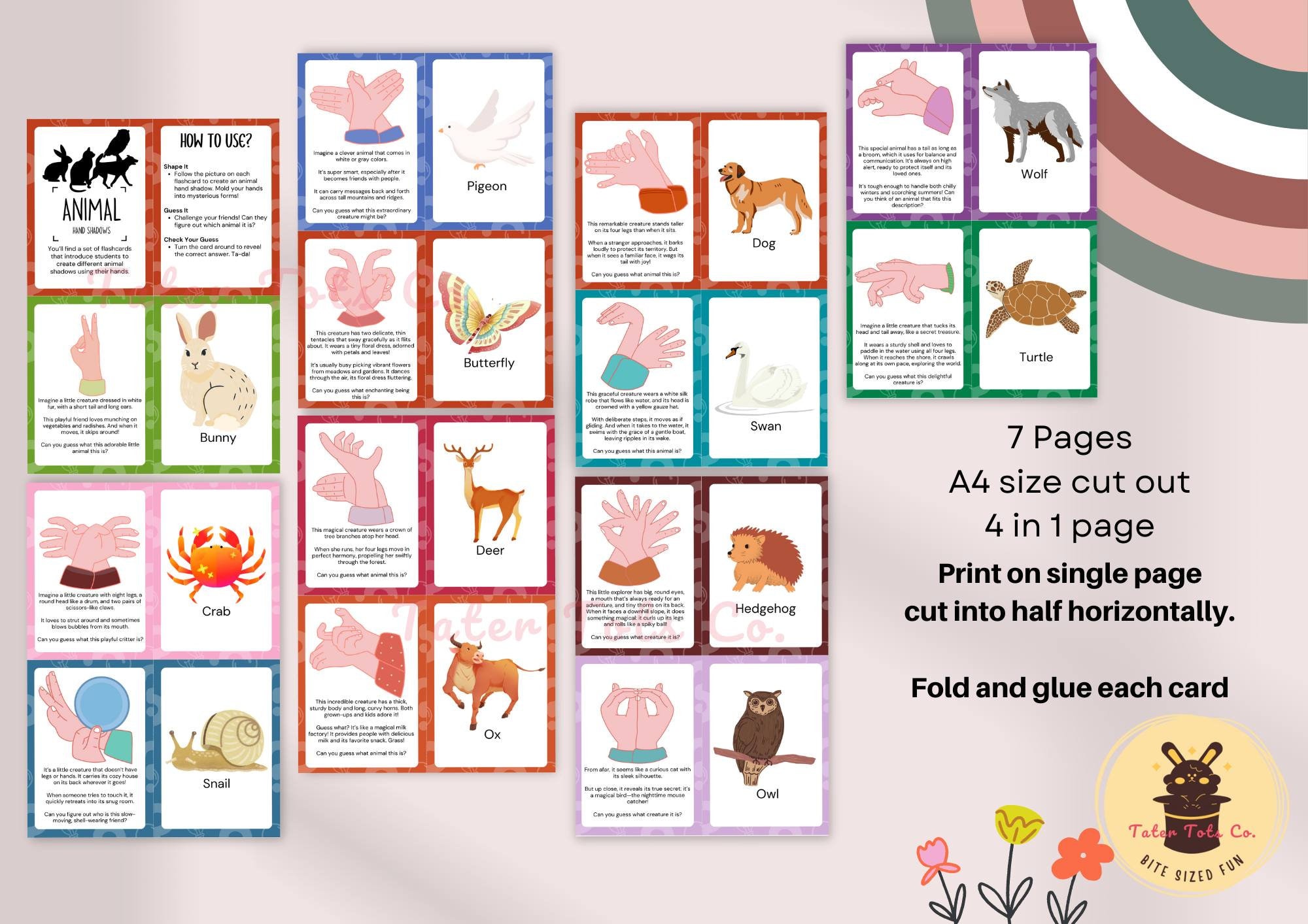 Guess the Animal Hand Shadow Puppets Guide Printable Card Game ...