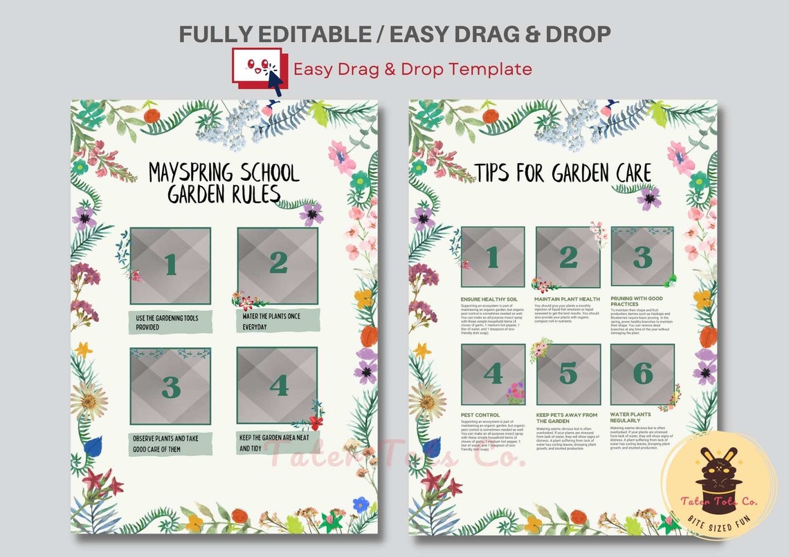 School Garden Rules for Kids Gardening With Photo Frames and Tropical ...