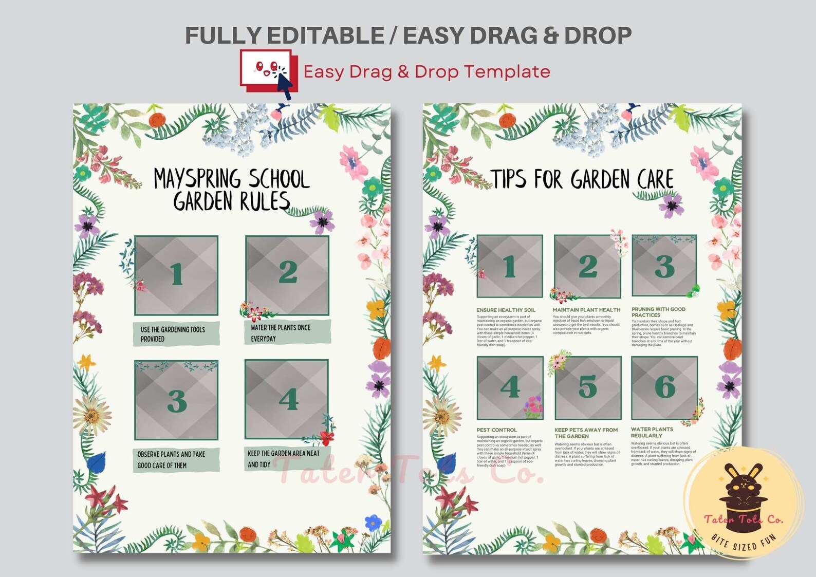 School Garden Rules for Kids Gardening With Photo Frames and Tropical ...