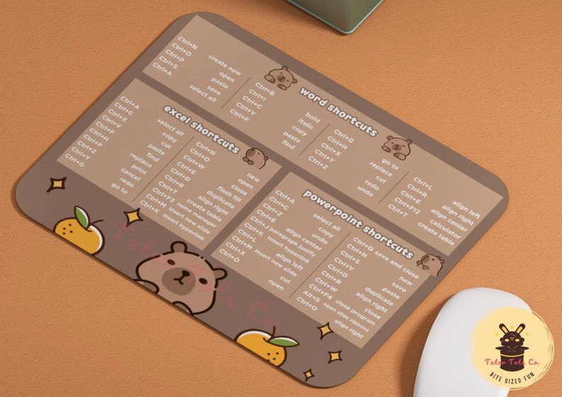 Cute Capybara Words, Excel, and Powerpoint Shortcut Keys for Windows ...