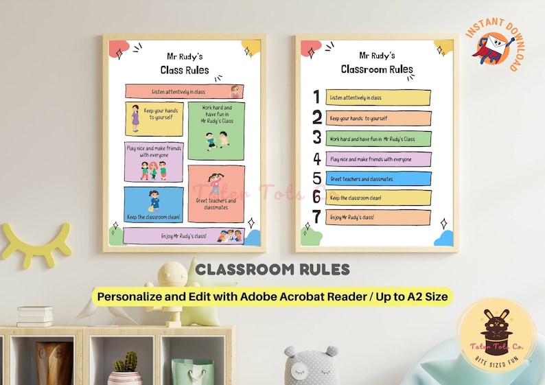 Classroom Rules, Personalized Editable Title and Rules Template ...