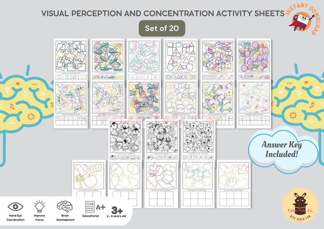 Visual Perception, Observation, and Concentration Activity Sheets for ...