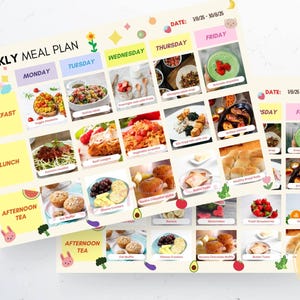 Daycare Weekly Meal Plan With Food Picture: Canva Template for ...