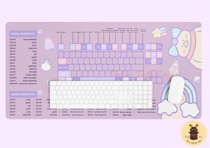 Cute Rainbow Duck Keyboard Pad Reference Diagram With Shortcut, Labels ...