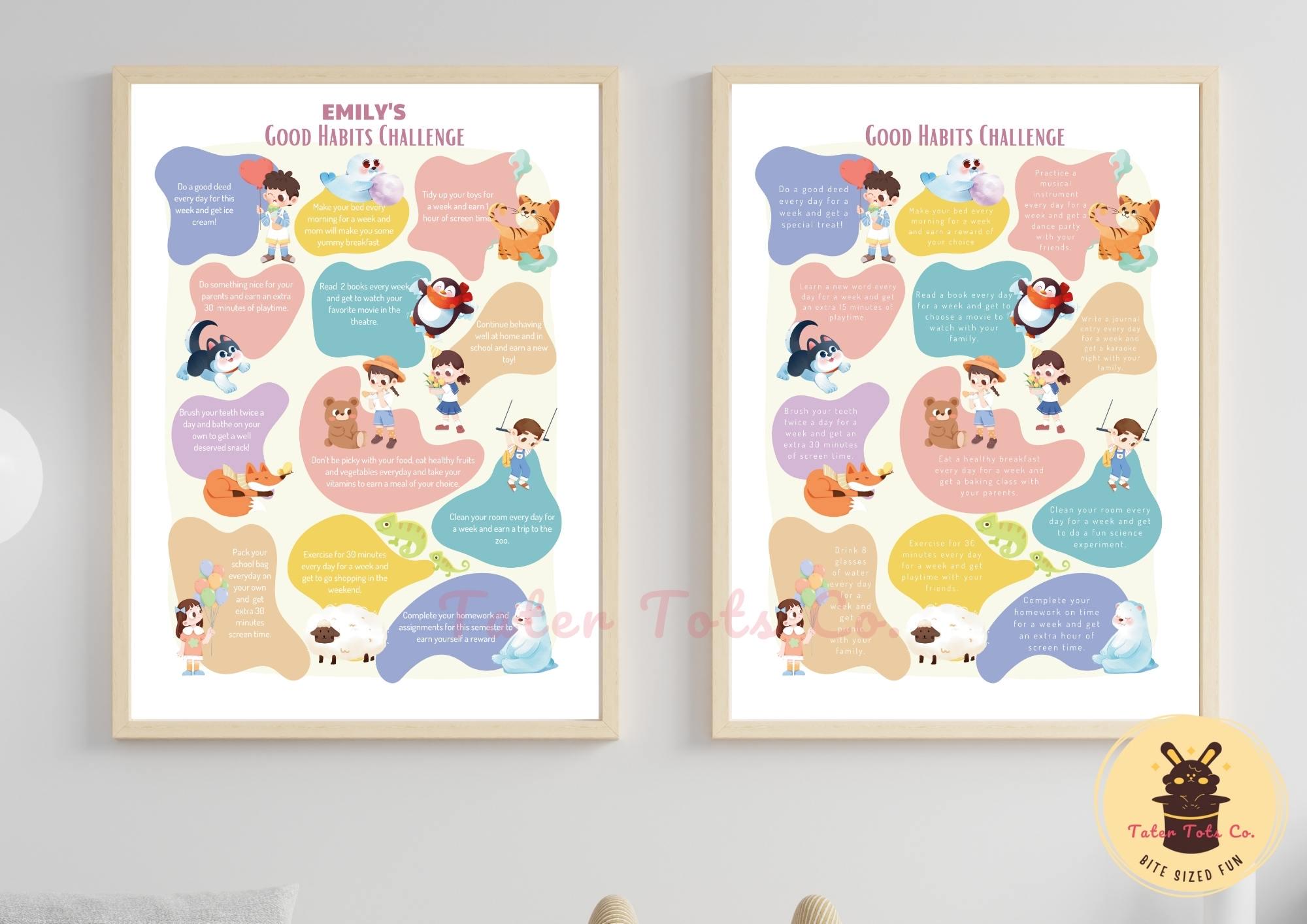 Personalized Editable Kids' Good Habit Motivational Challenge Poster ...