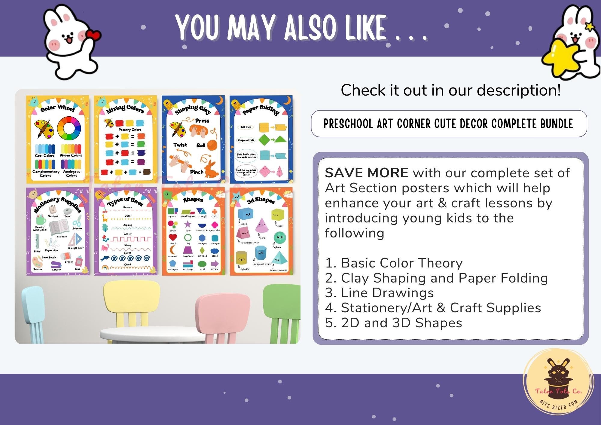 Preschool 2D Geometric and Cute 3D Shapes Educational Posters for ...