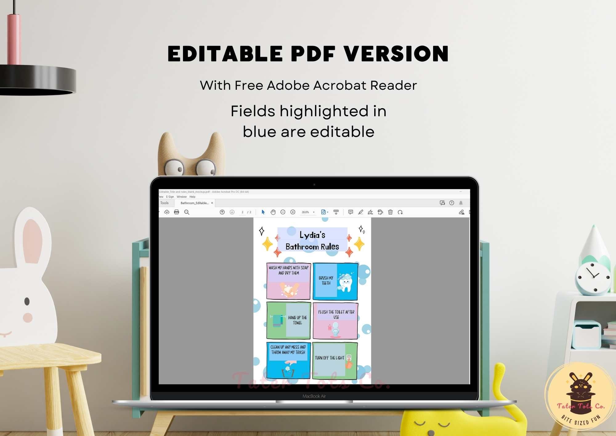 Personalized Bathroom Editable Rules, House Restroom Sign Toilet ...