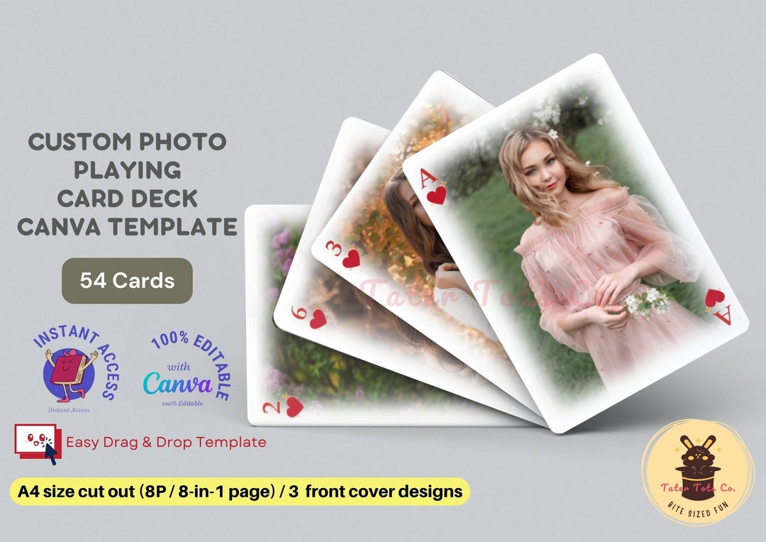 Custom Photo Playing Cards With Easy Drag and Drop Blurred - Etsy