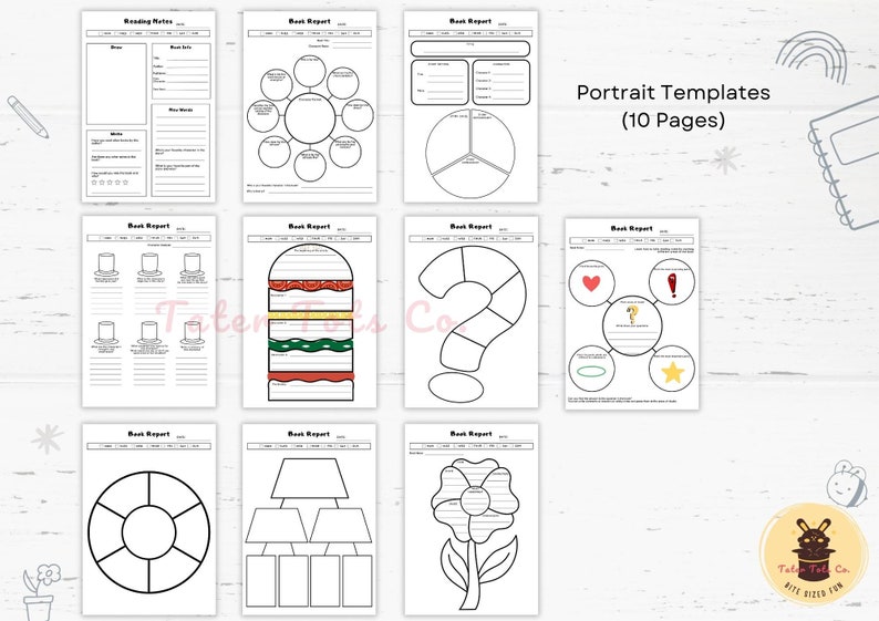 Book Report and Reading Note Graphic Organizer Templates Bundle ...