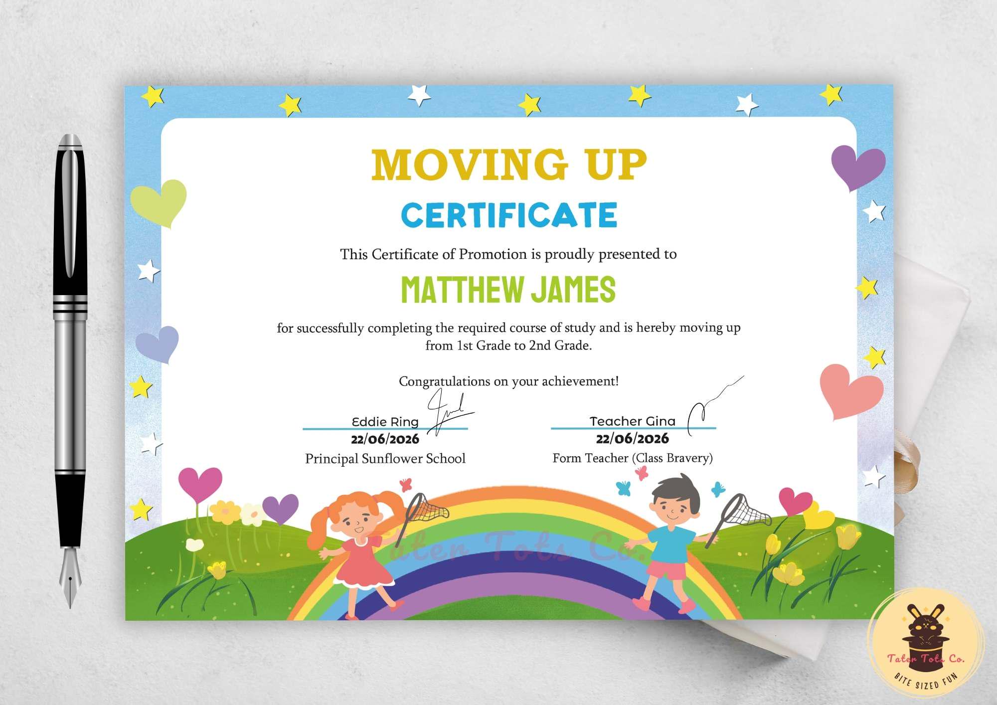 Editable Certificate of Promotion: Elementary School Graduation Award ...