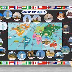 Travel Around and Explore the World Engaging Landmarks Bulletin Board ...