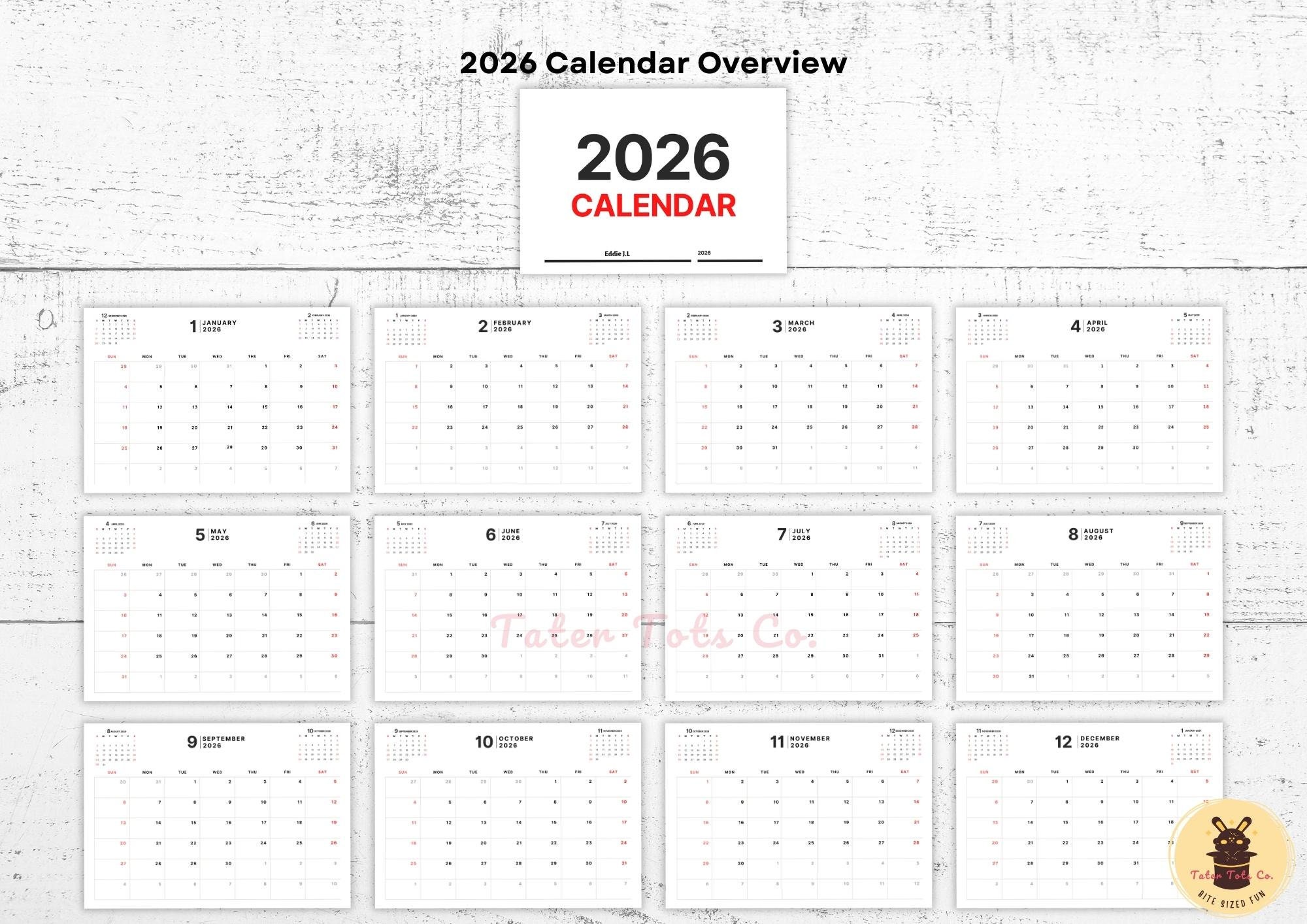 3-year Calendar (2026 to 2028) in One 12-month Monthly Plan Templates ...