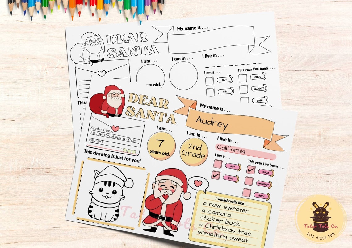 Letter to Santa Christmas Season Coloring and Writing Poster Template ...