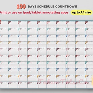100 Day Challenge Planner Countdown Schedule Template Habit Tracker ...