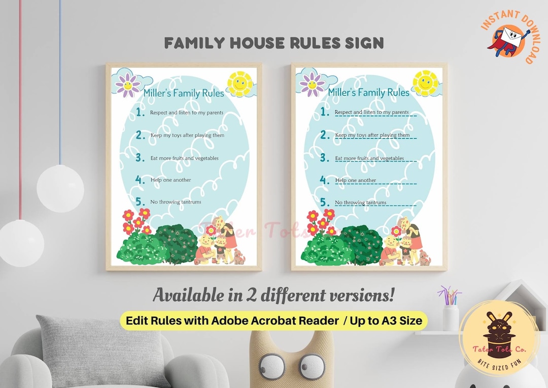 Personalized House Rules Sign for Family Playroom Create a Harmonious ...