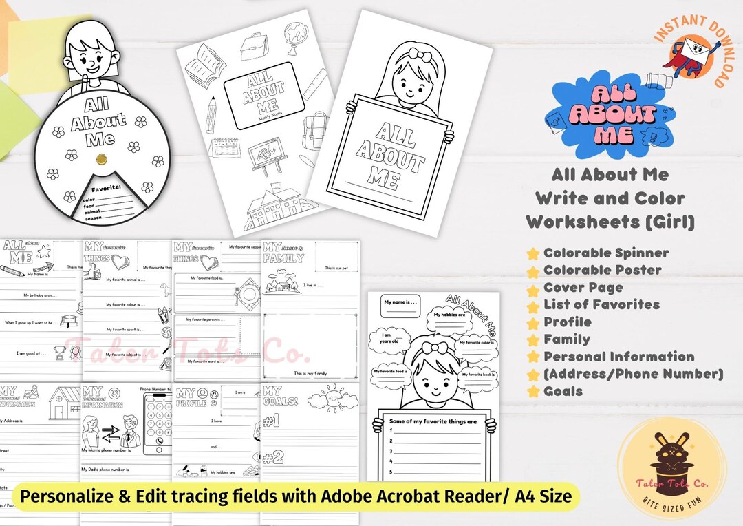 Personalized All About Me Letter and Number Tracing Preschool Worksheet ...