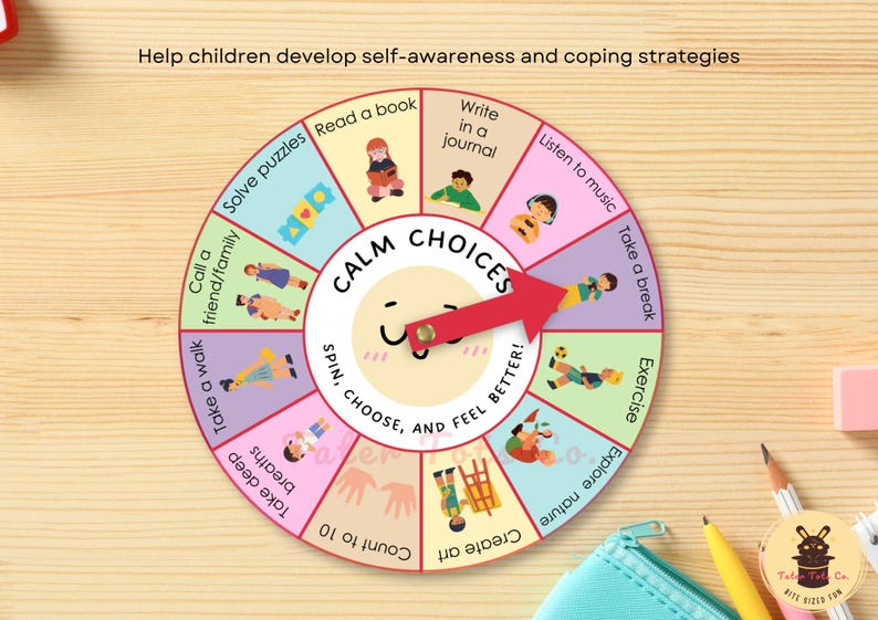 Printable Calm Down Spinner for Kids - Calming Strategies Emotional ...