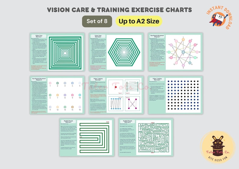 Visual Health Training Charts Vision Care Guide to Eye Exercises and ...
