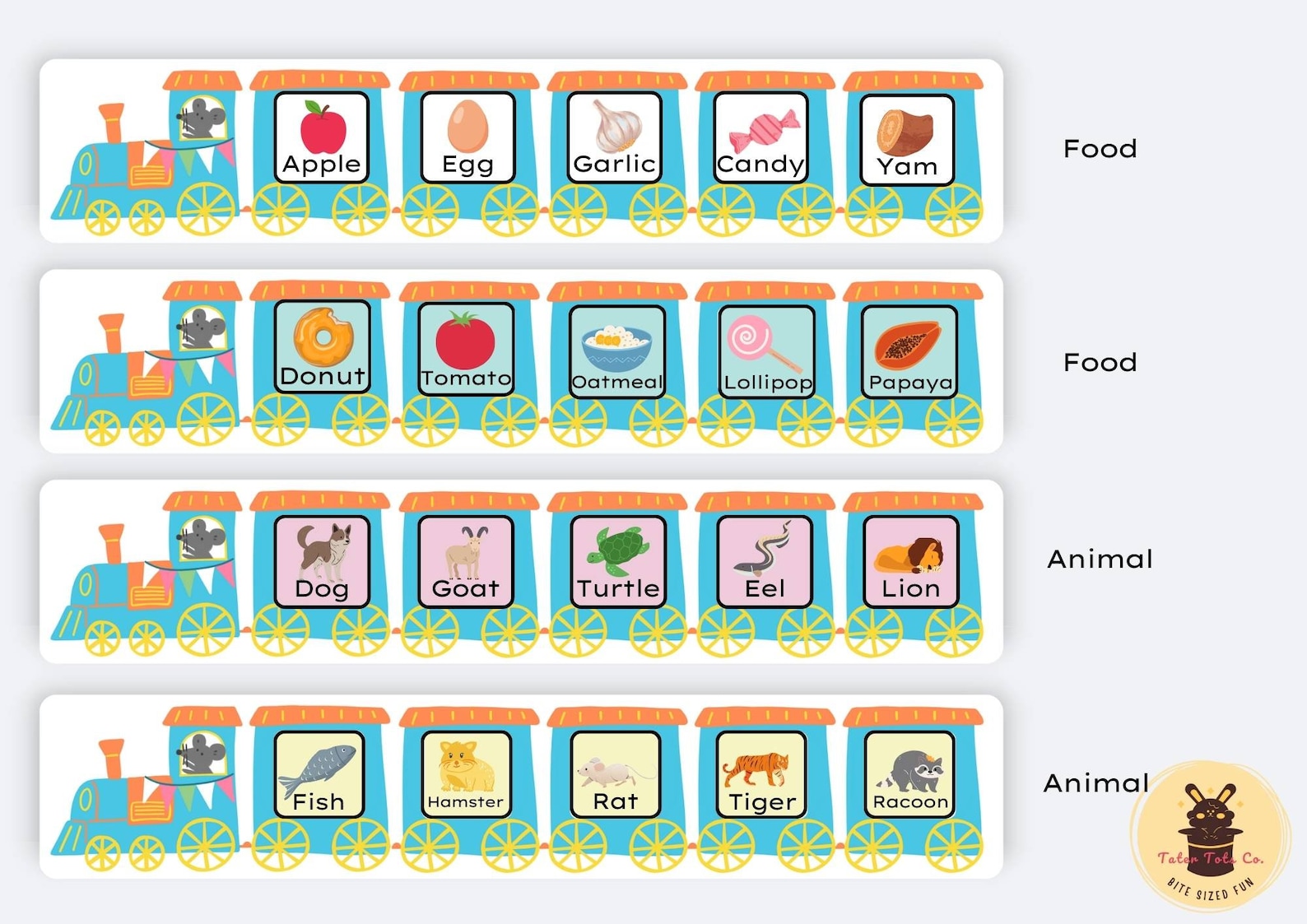 Word Chain Train Game: Preschool Classroom Printable Fun Vocabulary ...