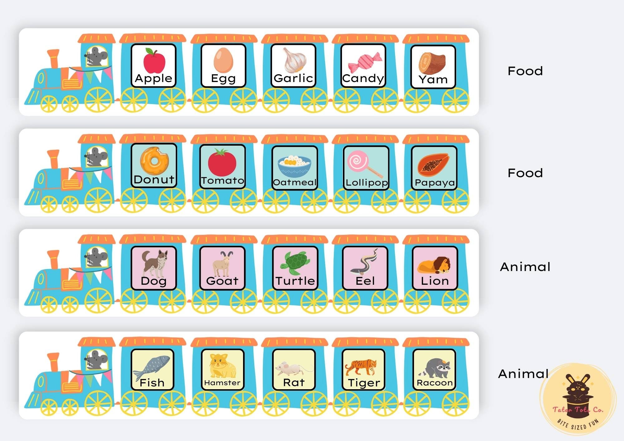 Word Chain Train Game: Preschool Classroom Printable Fun Vocabulary ...