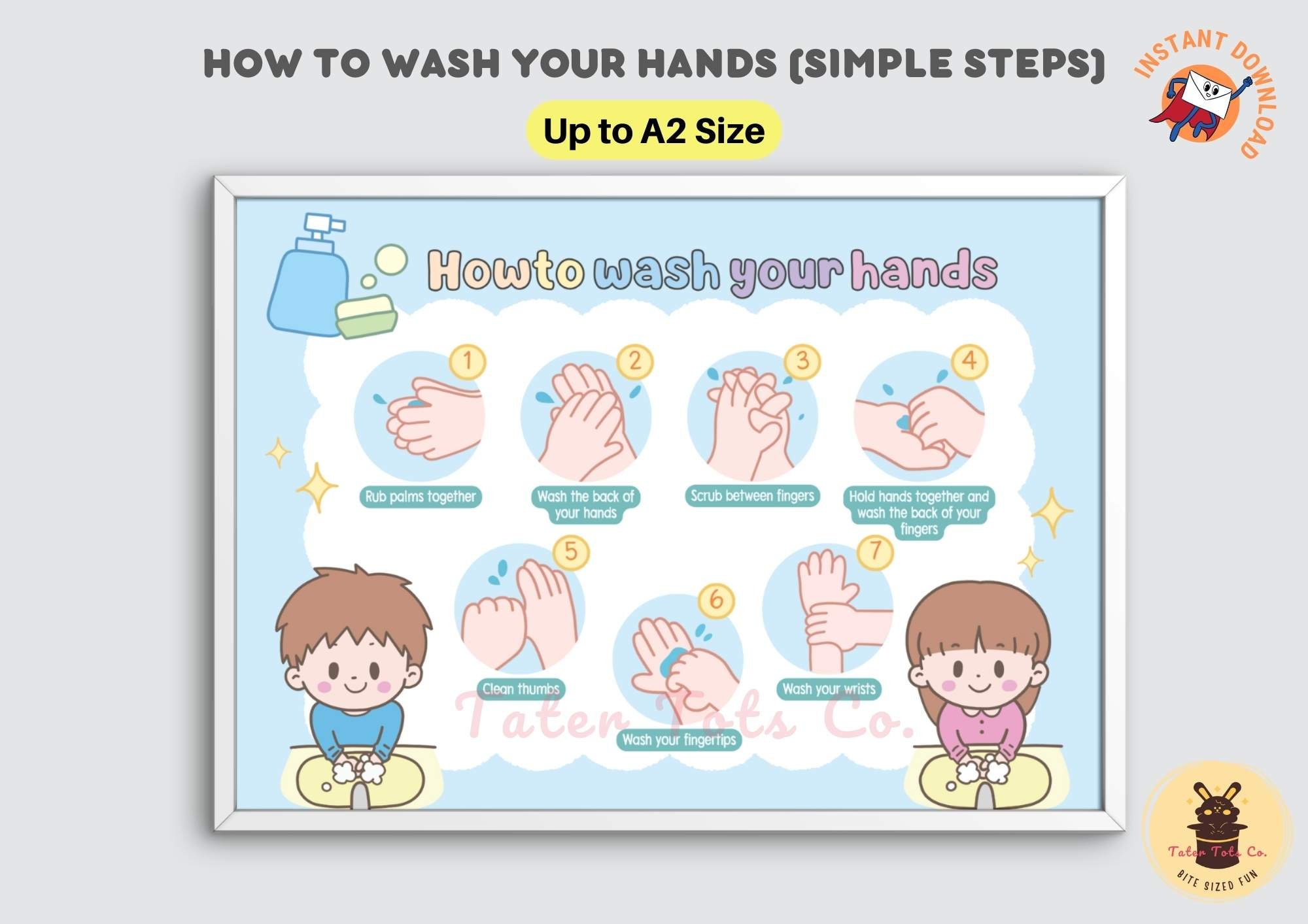 Easy Hand Washing Guide - How to Wash Your Hands for Kids Basic Hygiene ...
