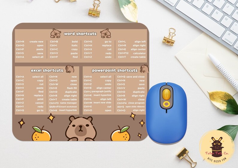 Cute Capybara Words, Excel, and Powerpoint Shortcut Keys for Windows ...