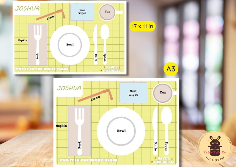 Personalized Educational Table Setting Placemat for Kids Mannerism ...