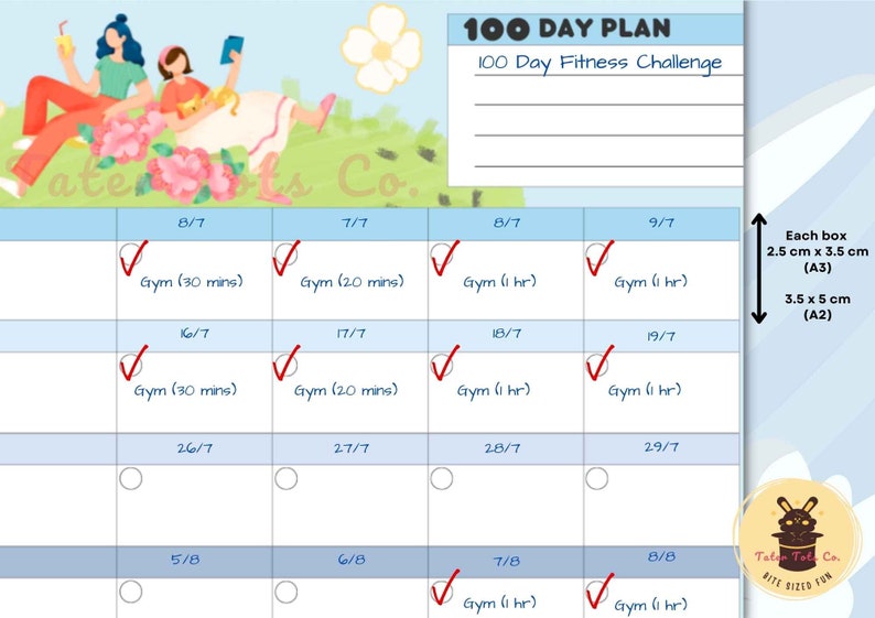 100 Days Challenge Planner Schedule Template Habit and Goal Tracker ...