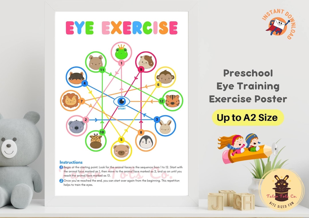 Kids' Eye Training Exercise Poster for Preschool: Improving Visual ...