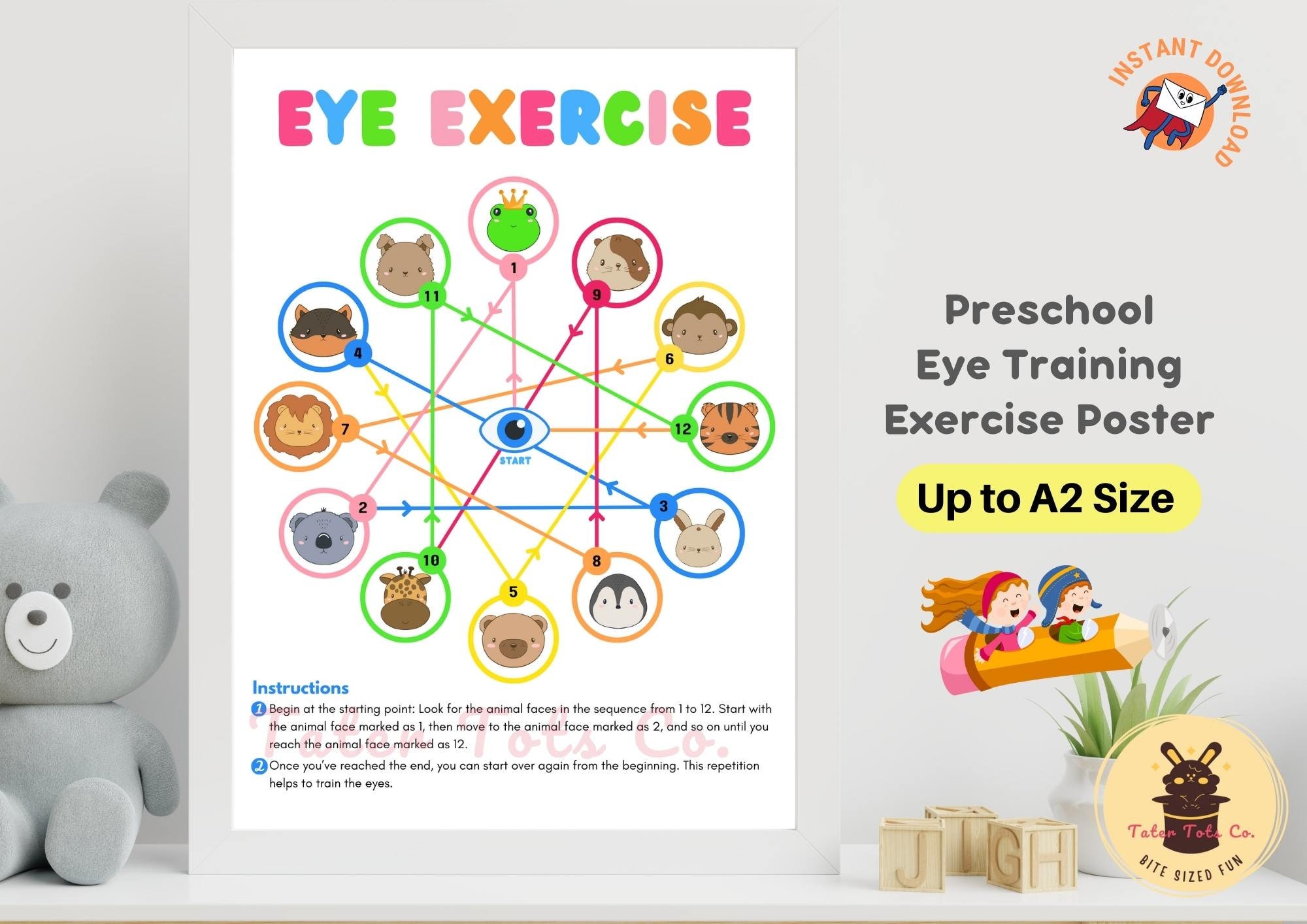 Kids' Eye Training Exercise Poster for Preschool: Improving Visual ...