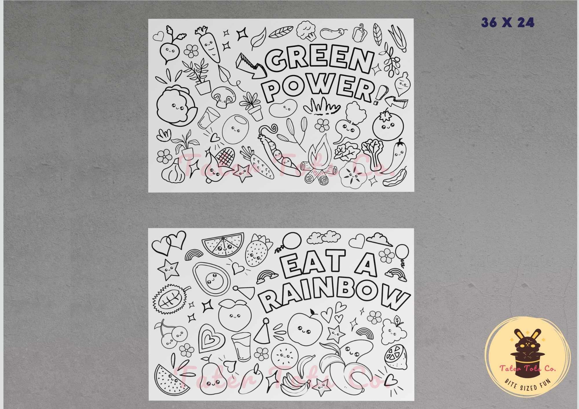 Large Coloring Sheets Bundle Cute Food Doodle Patterns Kids Activity ...