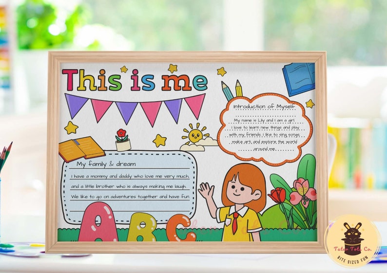 All About Me Girl Color Poster Template - Who Am I? Kids Self ...