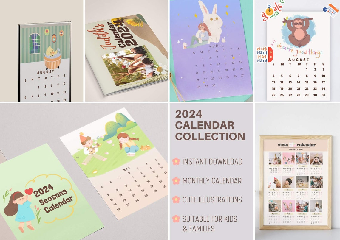 2024 Kids Monthly Calendar Printable for Desk Classroom or - Etsy Denmark
