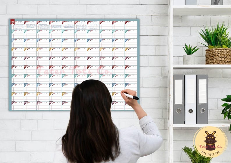 100 Day Challenge Planner Countdown Schedule Template Habit Tracker ...