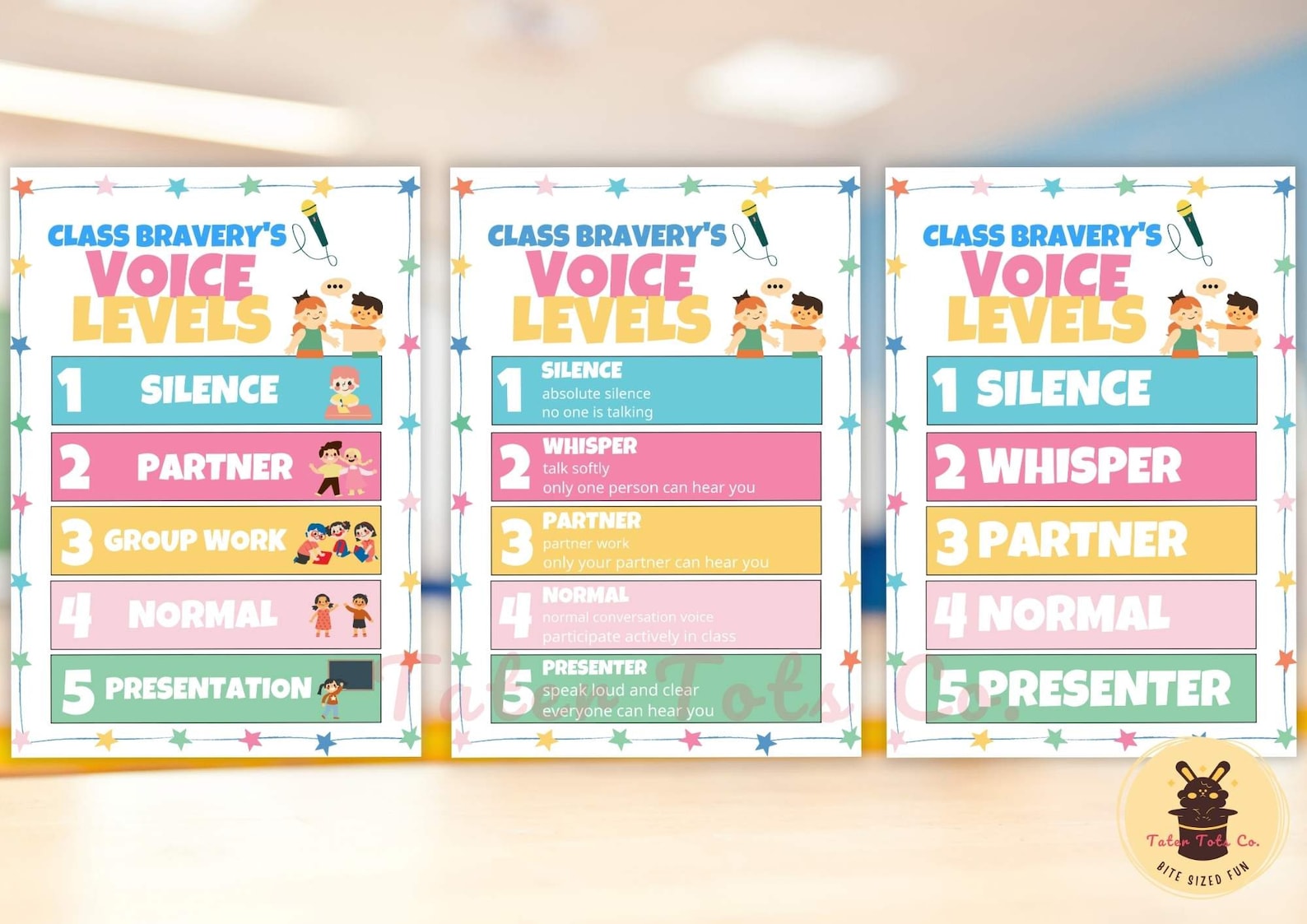 Editable Class Name and Voice Level Explanation Colorful Chart ...