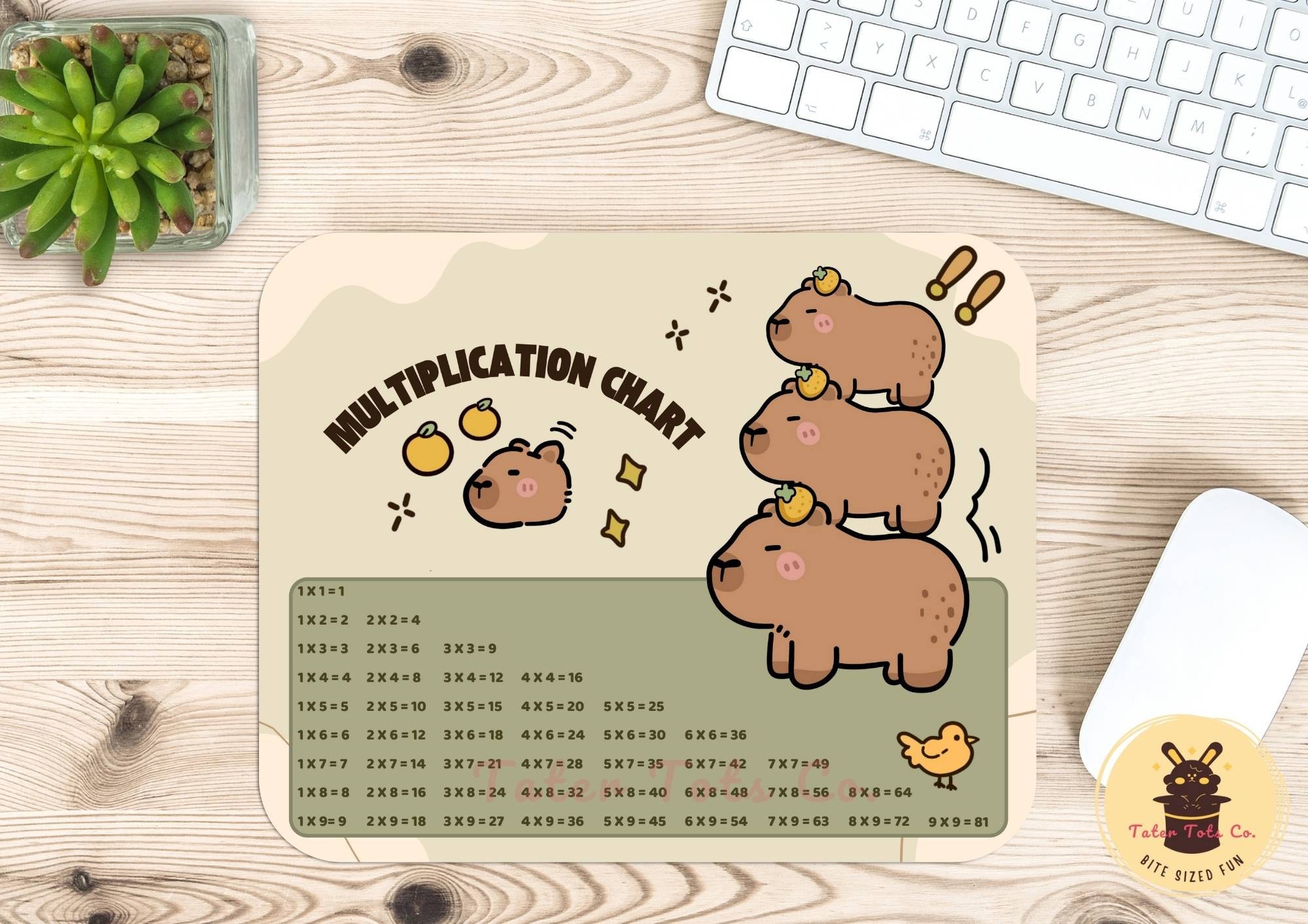 Cute Stacked Capybaras and Oranges Multiplication Chart Sublimation ...