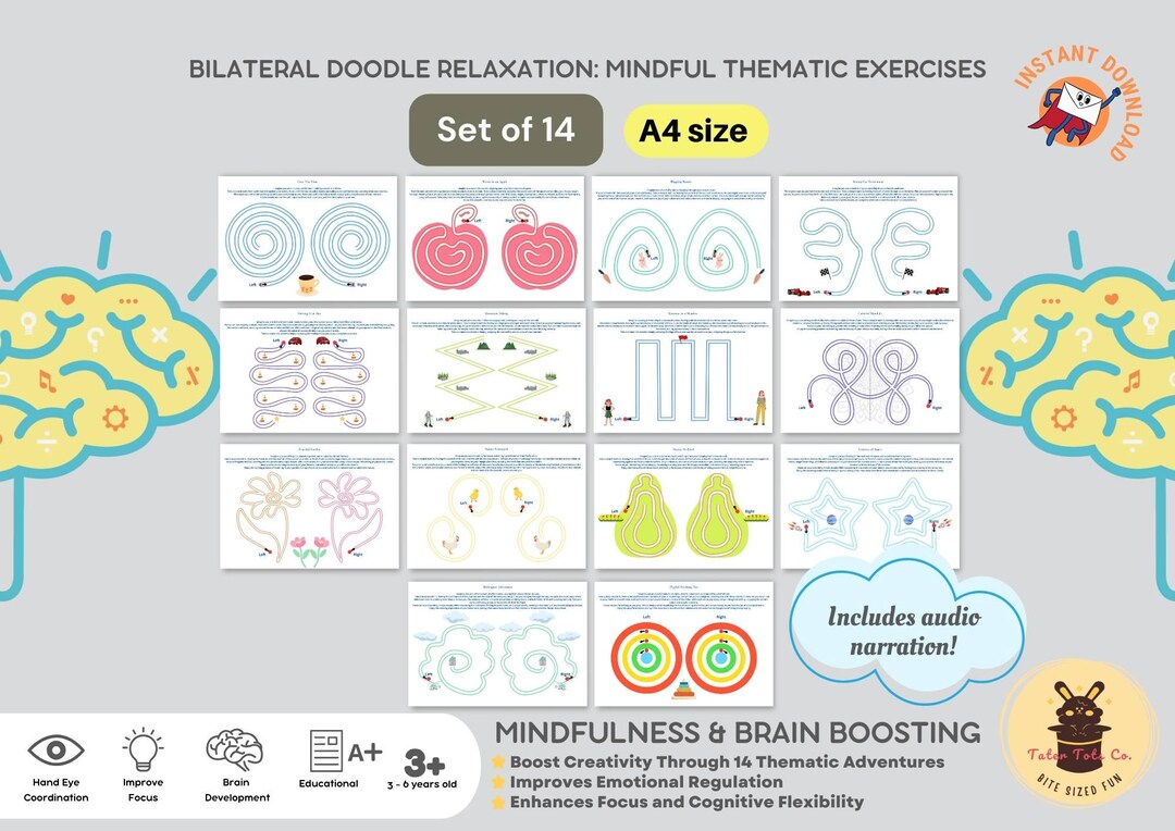 Mindful Doodle Adventures: Double Bilateral Thematic Activities for ...