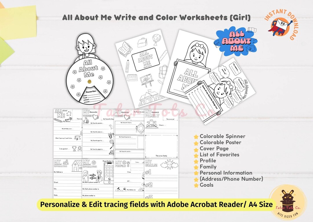 Personalized All About Me Letter and Number Tracing Preschool Worksheet ...