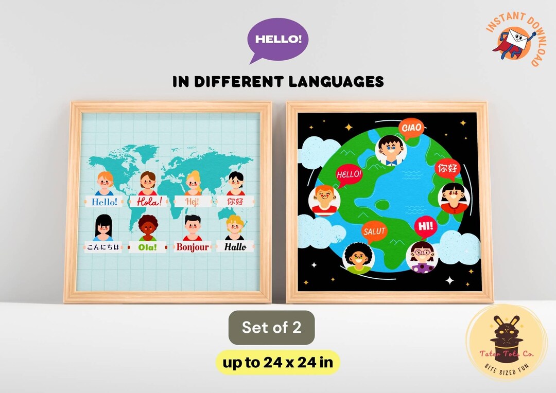 Multilingual Hello Poster Set: Kids Language Learning (PDF Download) - Etsy