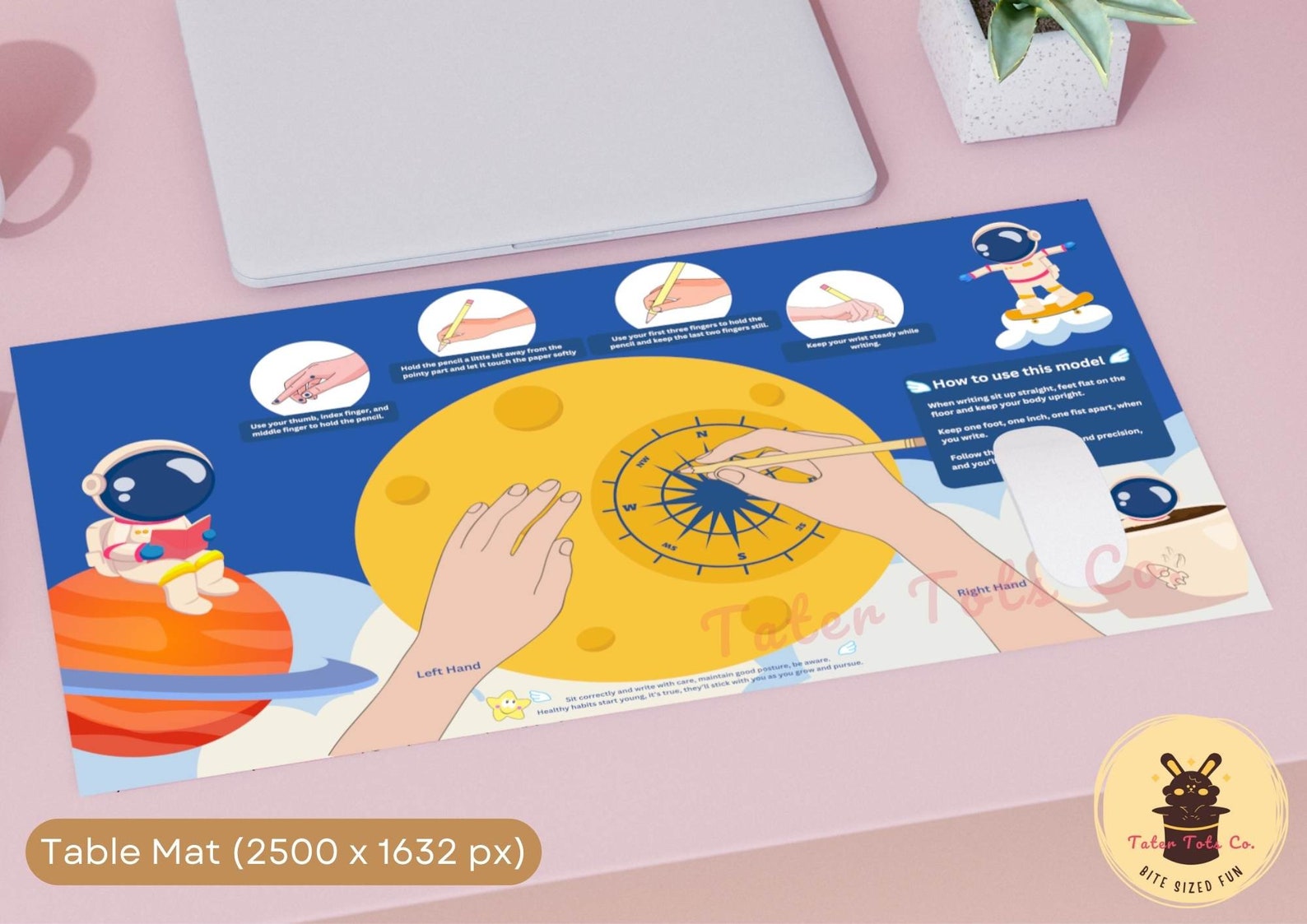 Cute Astronaut Pencil Grasp Model Desk Pad Sublimation Design ...