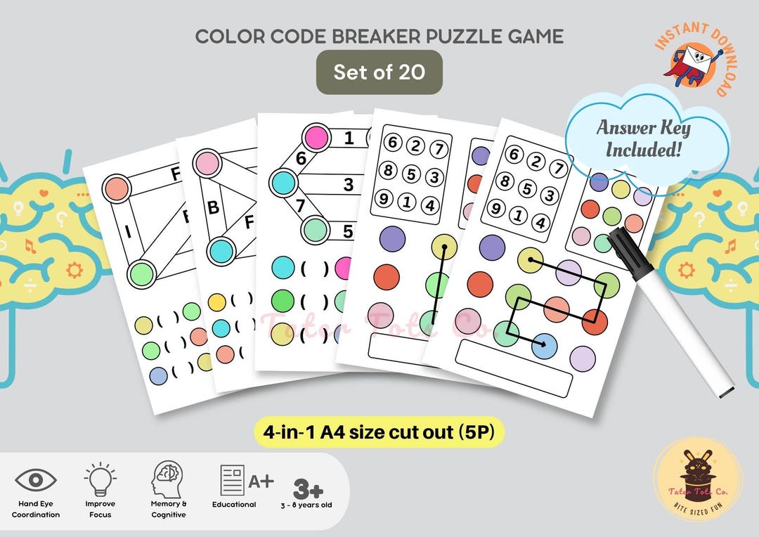 Color Code Breaker - Printable Logic Sequencing Decoder Puzzle Game ...