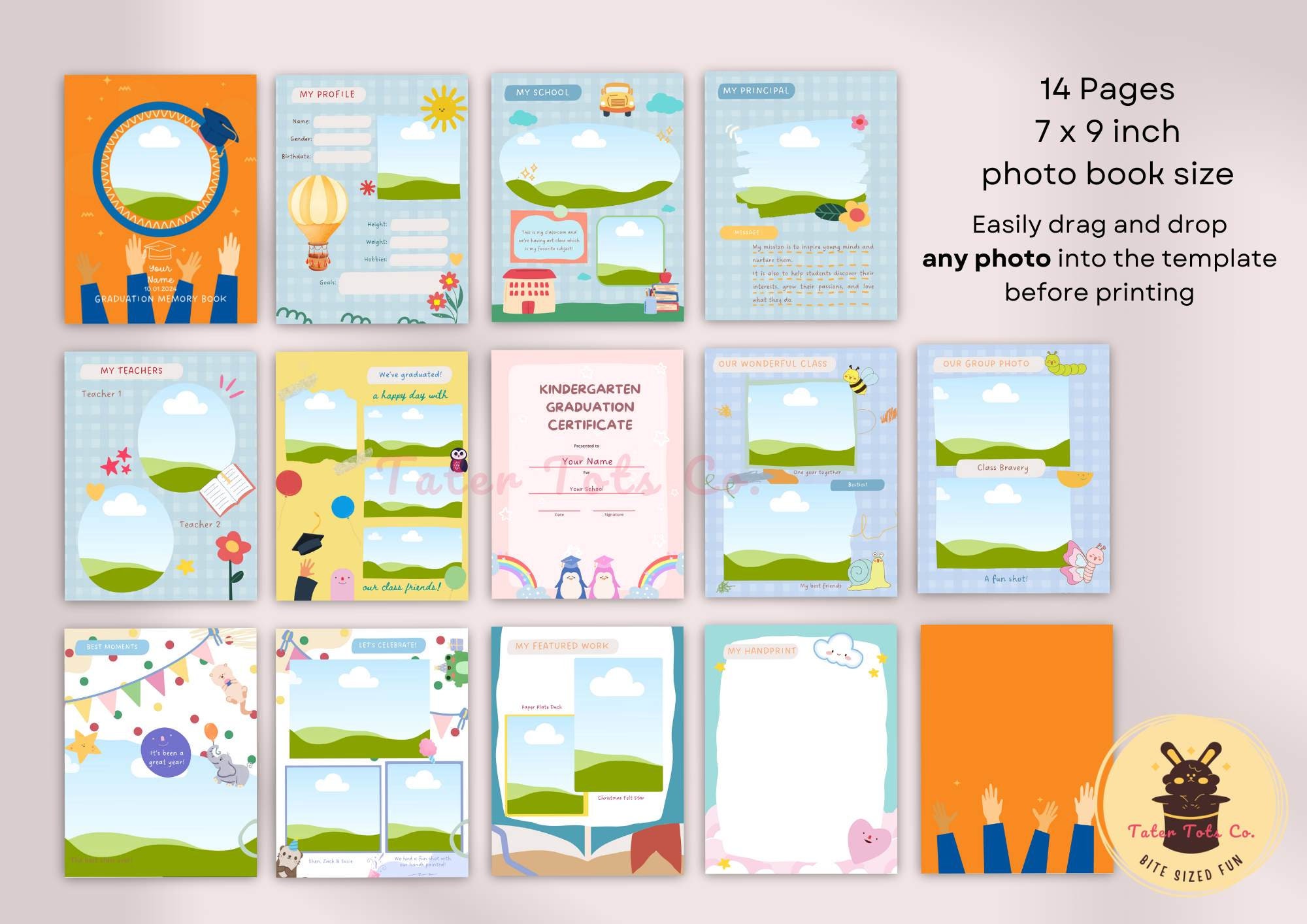 Preschool Graduation Memory Book: Canva Template for Kindergarten Prek ...