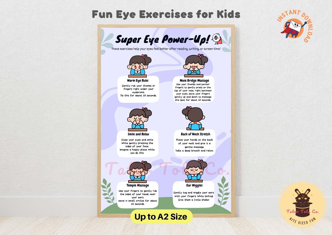 Kids' Eye Exercise Poster: Fun Infographic for Screen Breaks (PDF ...