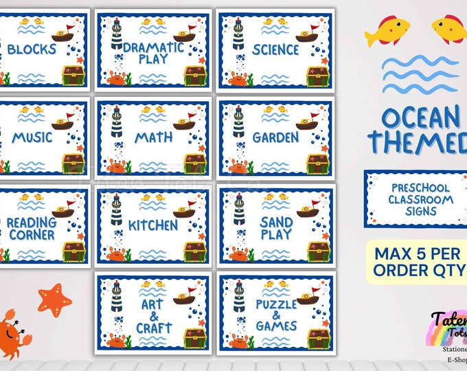 Preschool Classroom Play Signs Nautical Ocean Theme and - Etsy