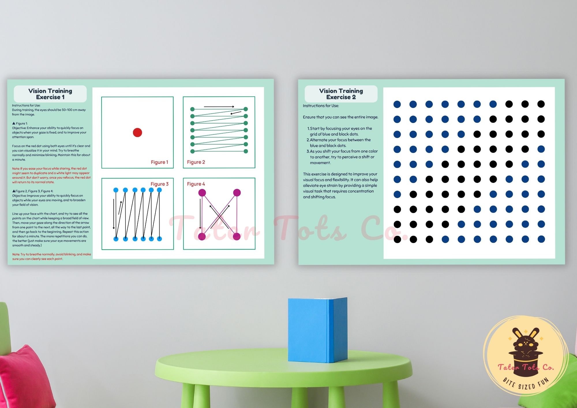 Visual Health Training Charts Vision Care Guide to Eye Exercises and ...