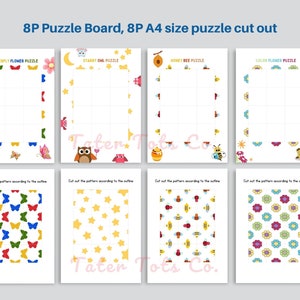 Printable 3x4 Square Grid Puzzle Patterns - Set of 8 Bundle | Brain ...
