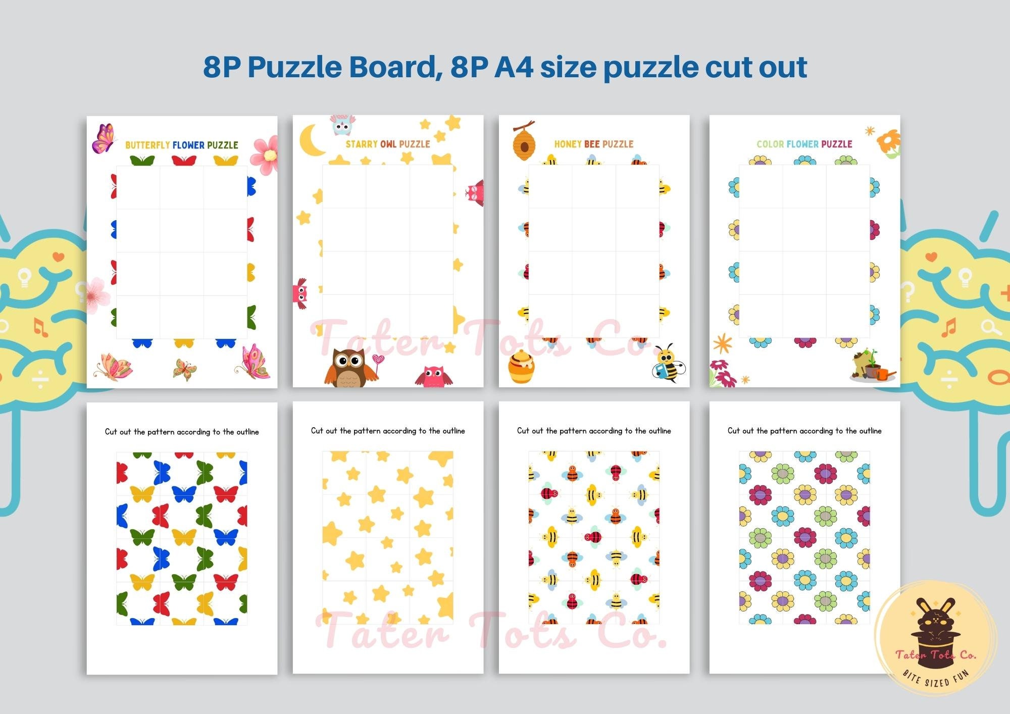 Printable 3x4 Square Grid Puzzle Patterns - Set of 8 Bundle | Brain ...