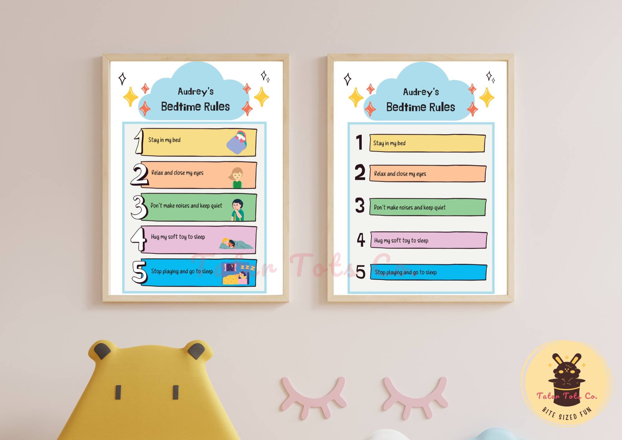 Bedtime Sleep House Rules for Toddlers and Kids - Personalized Editable ...